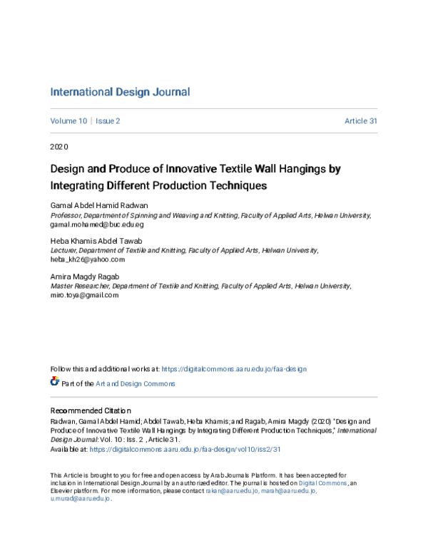 (PDF) Design and Produce of Innovative Textile Wall Hangings by ...
