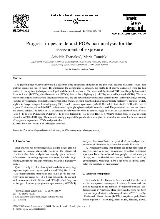(PDF) Progress in pesticide and POPs hair analysis for the assessment ...