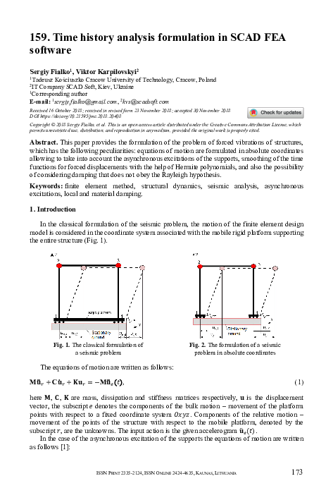 (PDF) Time history analysis formulation in SCAD FEA software