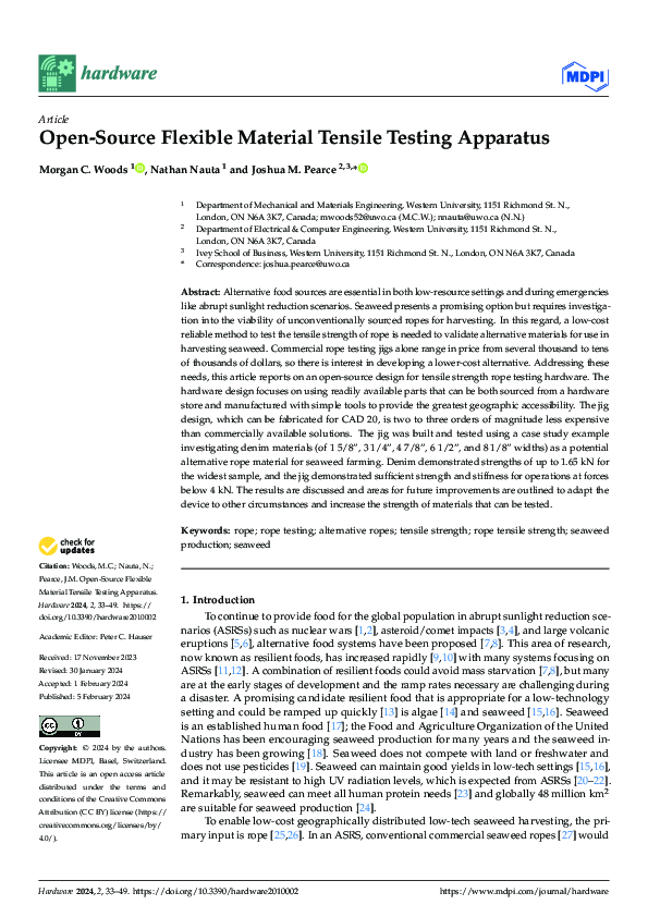 (PDF) Open-Source Flexible Material Tensile Testing Apparatus