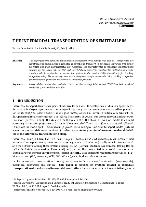 (PDF) Intermodal Transportation of Semitrailers