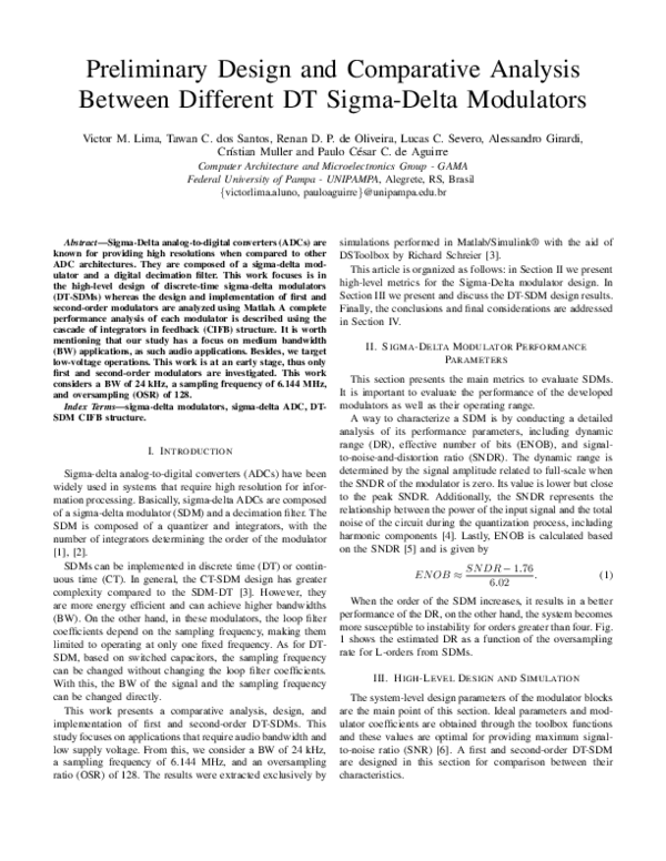 (PDF) Preliminary Design and Comparative Analysis Between Different DT ...