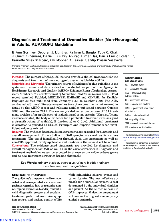 (PDF) Diagnosis and Treatment of Overactive Bladder (Non-Neurogenic) in ...