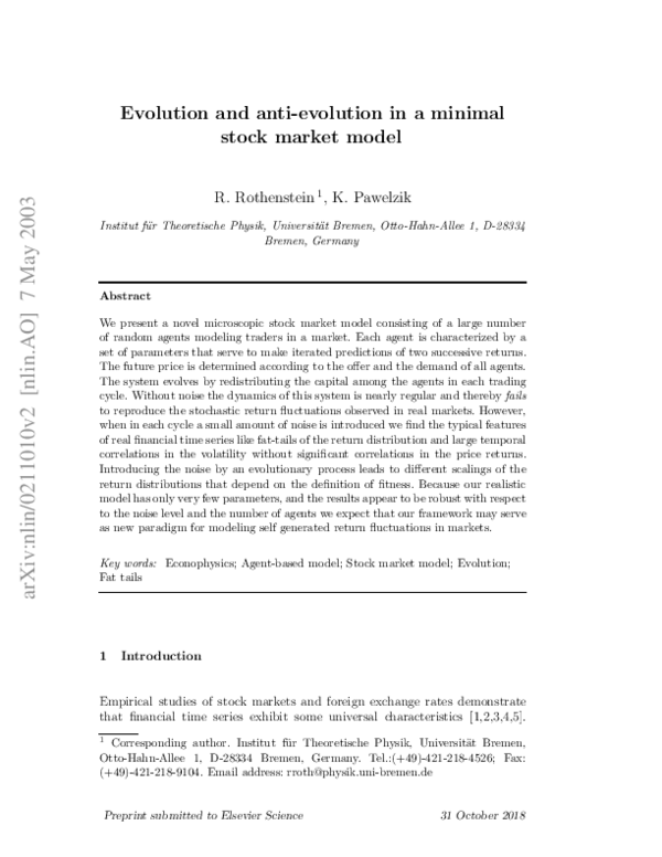 (PDF) Evolution and anti-evolution in a minimal stock market model
