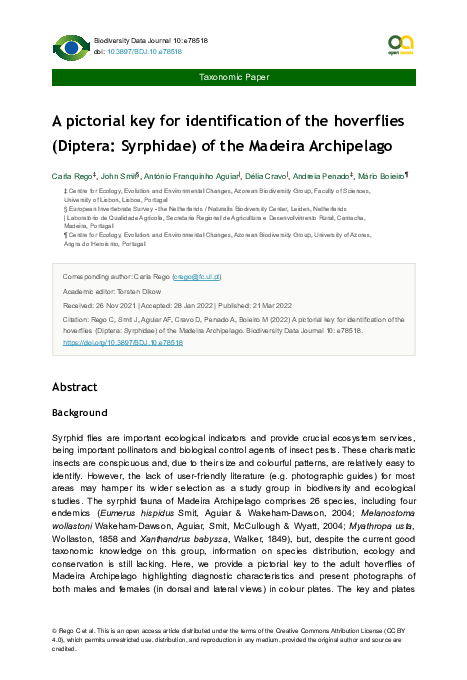 (PDF) A pictorial key for identification of the hoverflies (Diptera ...