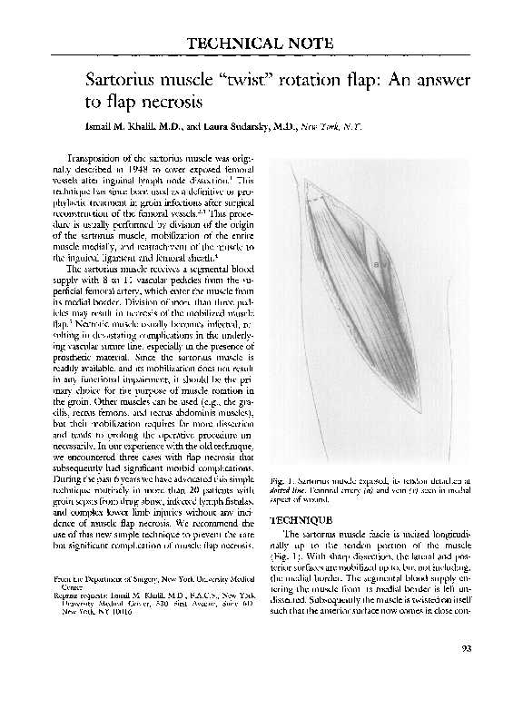 (PDF) Sartorius muscle “twist” rotation flap: An answer to flap necrosis