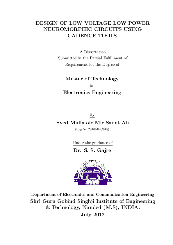 (PDF) DESIGN OF LOW VOLTAGE LOW POWER NEUROMORPHIC CIRCUITS USING CADENCE TOOLS
