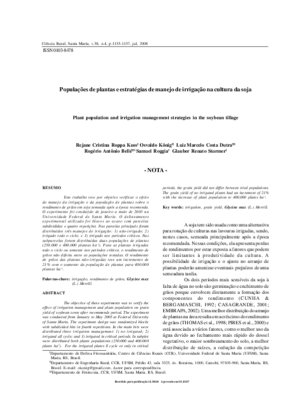 (PDF) Populações de plantas e estratégias de manejo de irrigação na ...