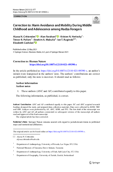 (PDF) Correction to: Harm Avoidance and Mobility During Middle ...