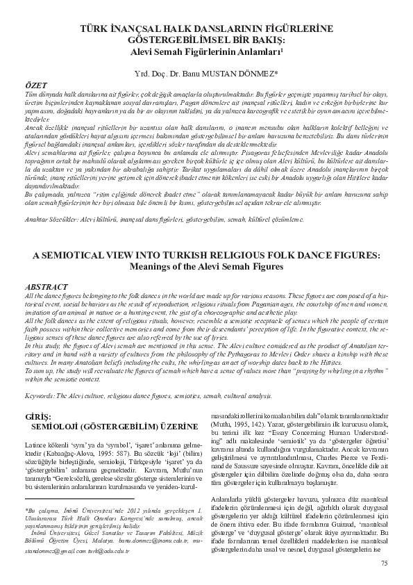 (PDF) A SEMIOTICAL VIEW INTO TURKISH RELIGIOUS FOLK DANCE FIGURES ...