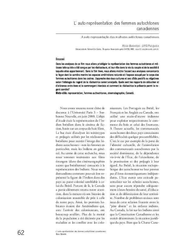 (PDF) A auto-representação das mulheres autóctonas canadenses | Rosa ...