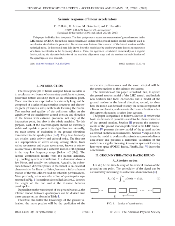 (PDF) Seismic response of linear accelerators