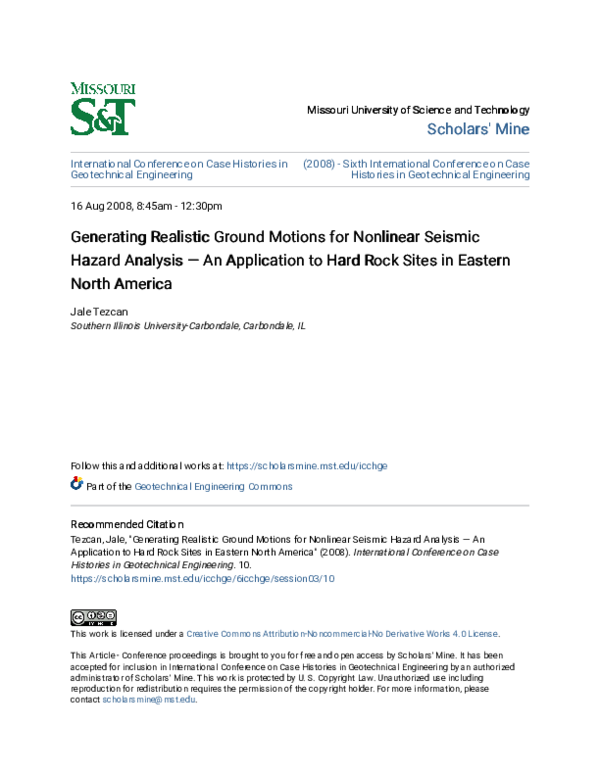(PDF) Generating Realistic Ground Motions for Nonlinear Seismic Hazard ...