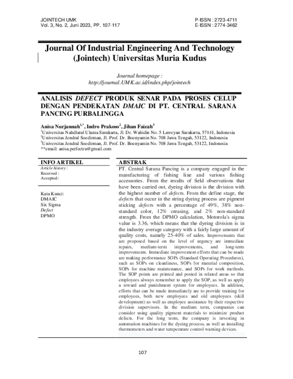 (PDF) Analisis Defect Produk Senar Pada Proses Celup Dengan Pendekatan ...