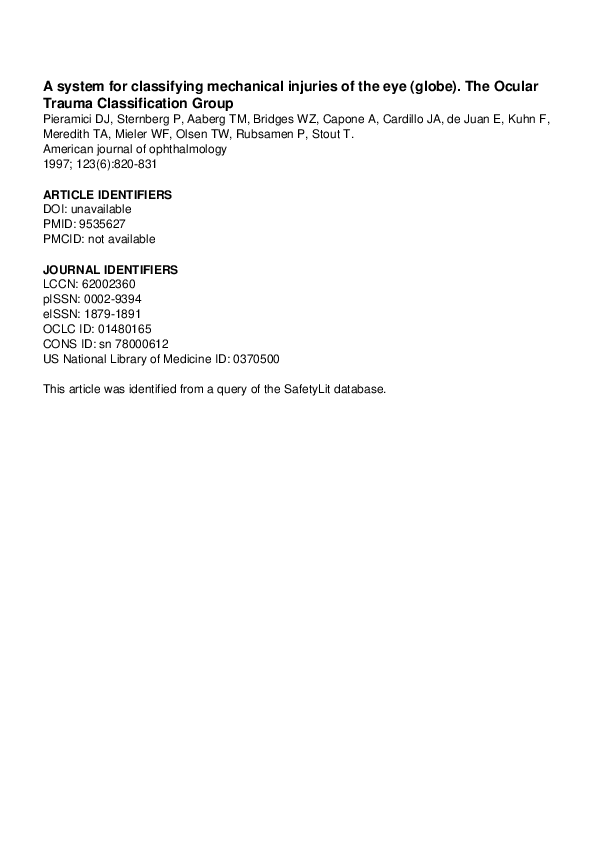 (PDF) A system for classifying mechanical injuries of the eye | Timothy ... (PDF) A system for classifying mechanical injuries of the eye | Timothy ...