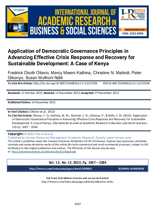 (PDF) Application of Democratic Governance Principles in Advancing ...