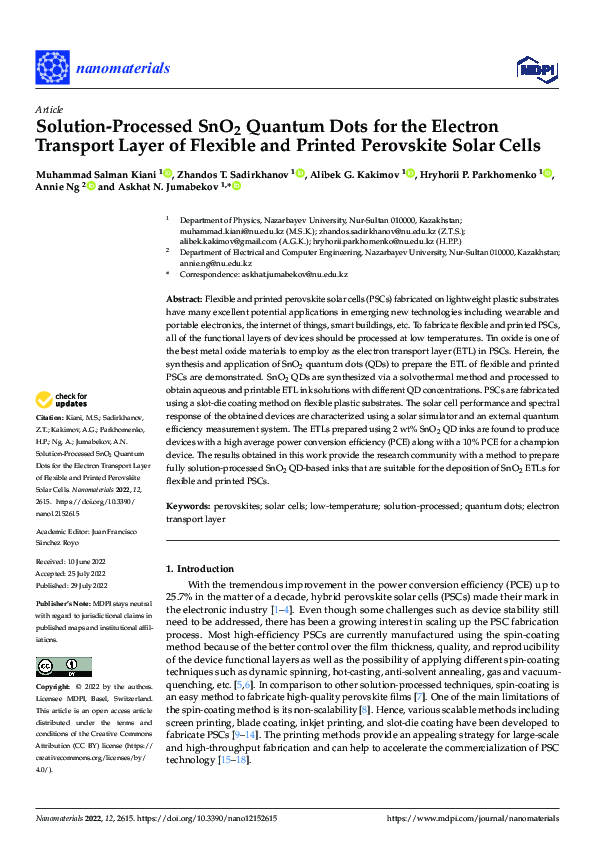 (PDF) Solution-Processed SnO2 Quantum Dots for the Electron Transport ...