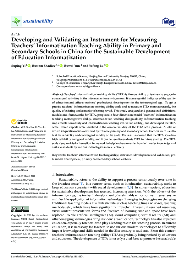 (PDF) Developing and Validating an Instrument for Measuring Teachers ...