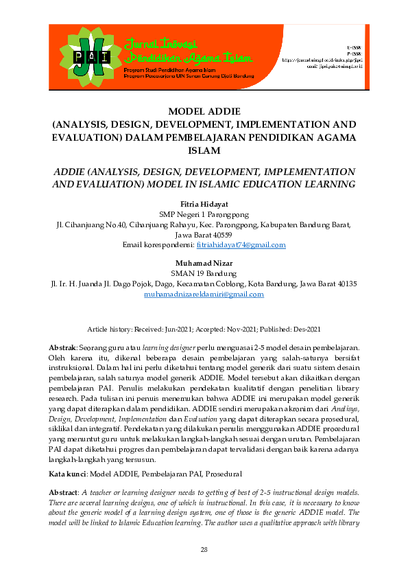 (PDF) Model Addie (Analysis, Design, Development, Implementation and ... (PDF) Model Addie (Analysis, Design, Development, Implementation and ...