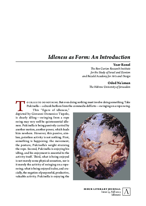 (PDF) Idleness as Form: An Introduction