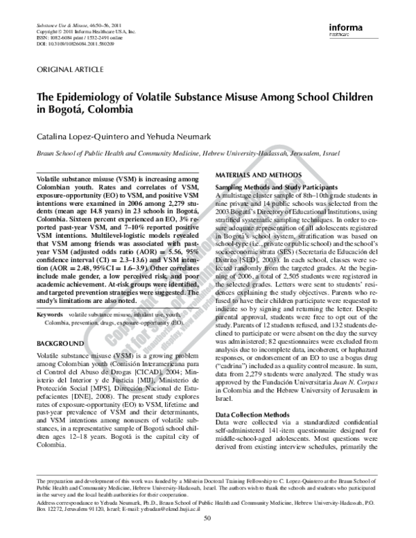 (PDF) The Epidemiology of Volatile Substance Misuse Among School ...