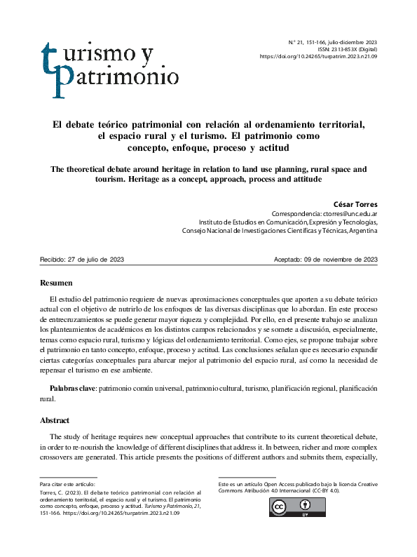 (PDF) El debate teórico patrimonial con relación al ordenamiento territorial, el espacio rural y ...