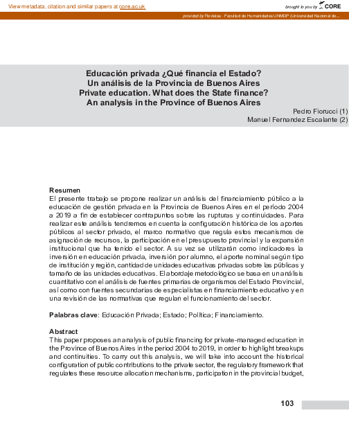 (PDF) Educación privada ¿Qué financia el Estado? Un análisis de la ...