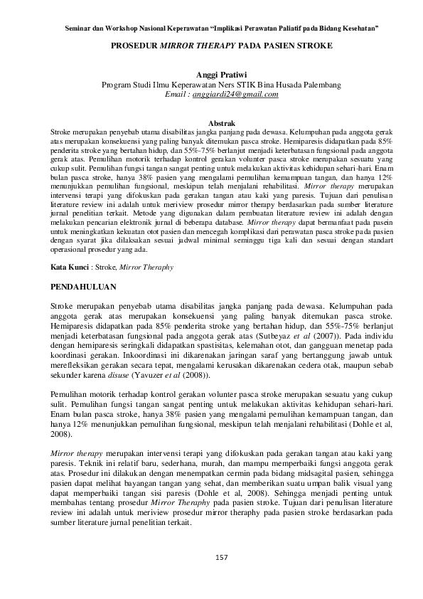 (PDF) Prosedur Mirror Therapy Pada Pasien Stroke