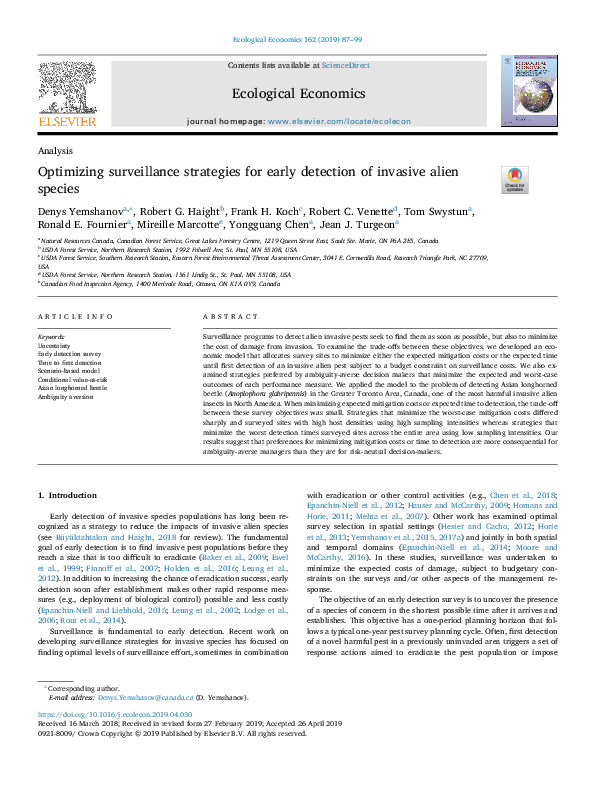 (PDF) Optimizing surveillance strategies for early detection of ...