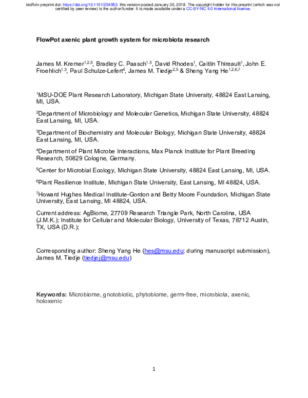 (PDF) FlowPot axenic plant growth system for microbiota research