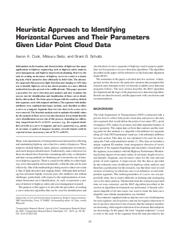 (PDF) Heuristic Approach to Identifying Horizontal Curves and Their ...