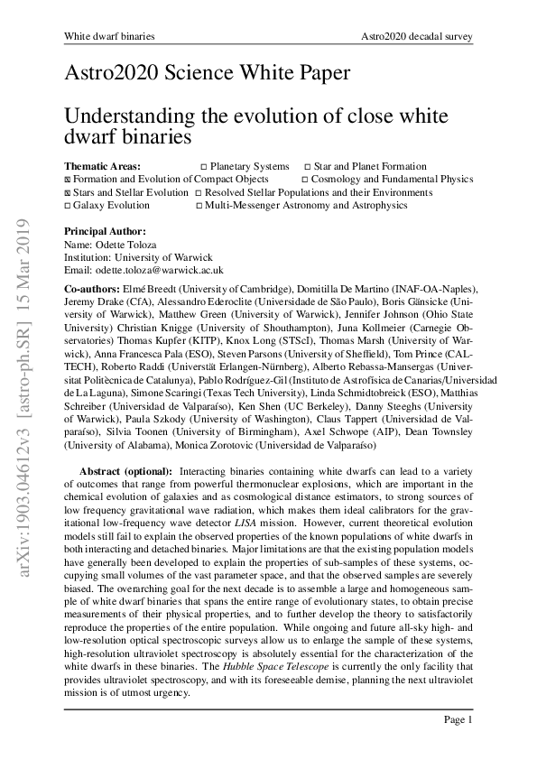 Pdf Understanding The Evolution Of Close White Dwarf Binaries