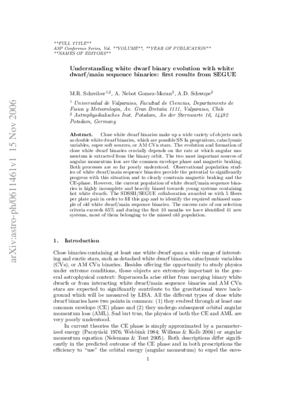 Pdf Understanding White Dwarf Binary Evolution With White Dwarf Main Sequence Binaries First