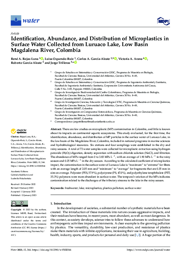 (PDF) Identification, Abundance, and Distribution of Microplastics in Surface Water Collected ...