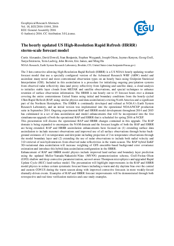 (PDF) The hourly updated US High-Resolution Rapid Refresh (HRRR) storm ...