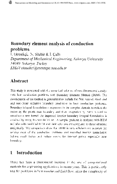 (PDF) Boundary Element Analysis Of ConductionProblems