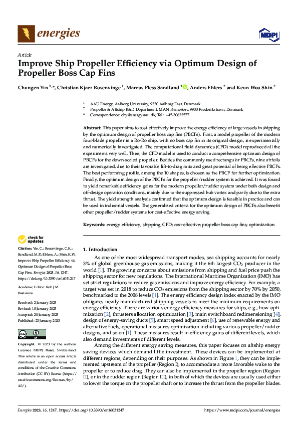 (PDF) Improve Ship Propeller Efficiency via Optimum Design of Propeller ...