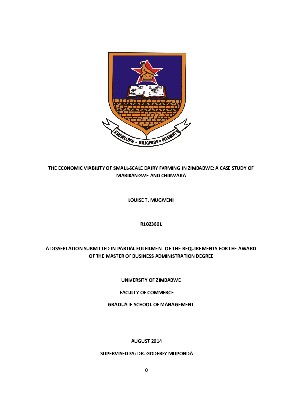 (PDF) The economic viability of small-scale dairy farming in Zimbabwe ...