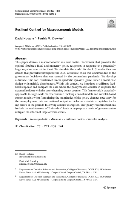 (PDF) Resilient Control for Macroeconomic Models