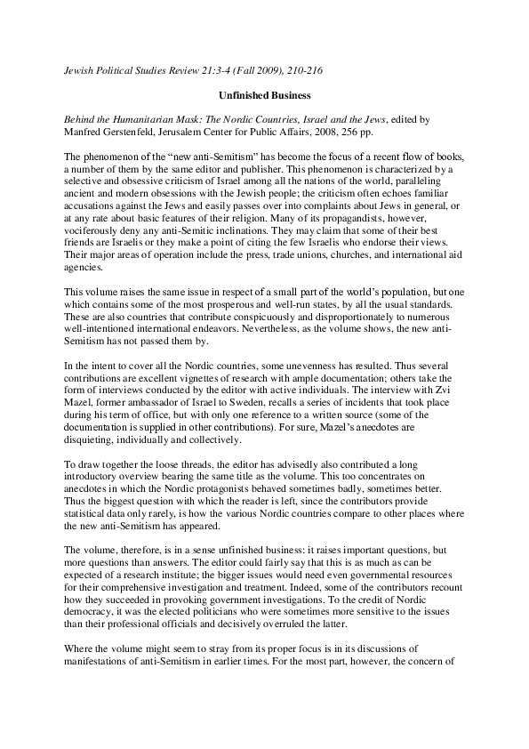 (PDF) Unfinished Business
