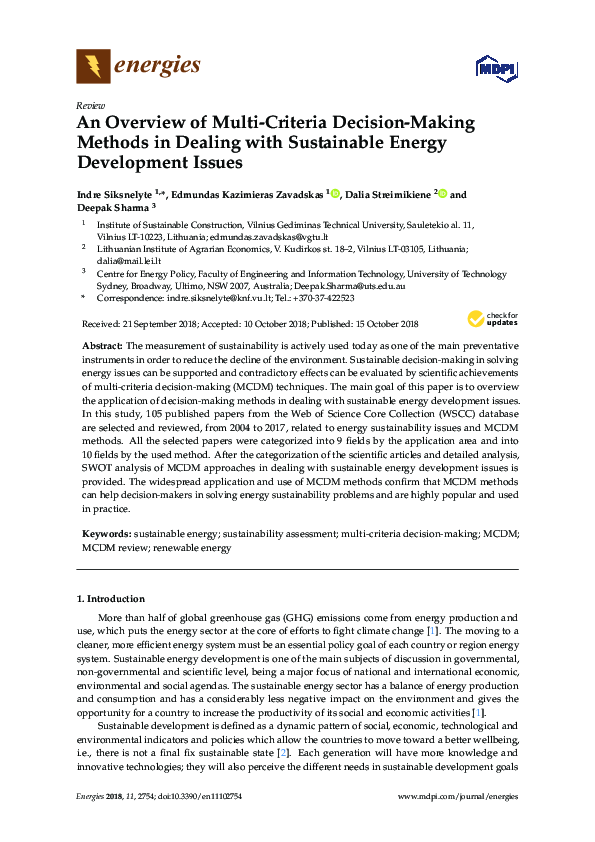 (PDF) An Overview of Multi-Criteria Decision-Making Methods in Dealing with Sustainable Energy ...