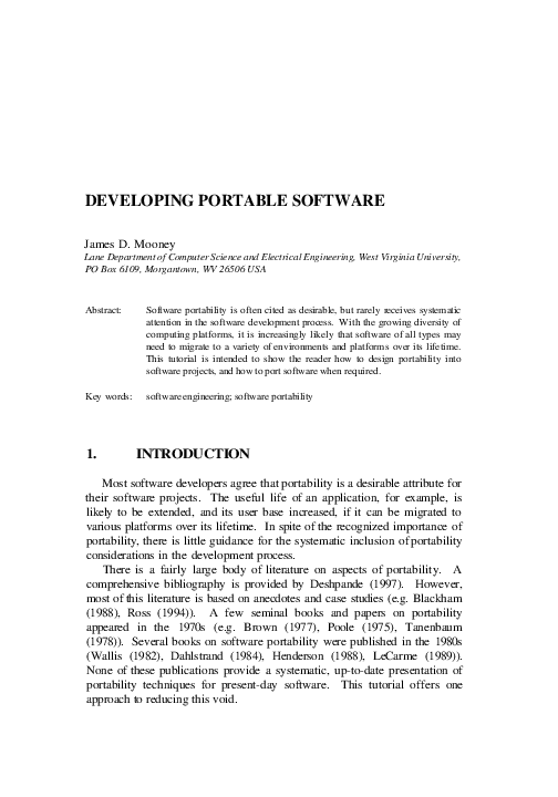 (PDF) Developing Portable Software