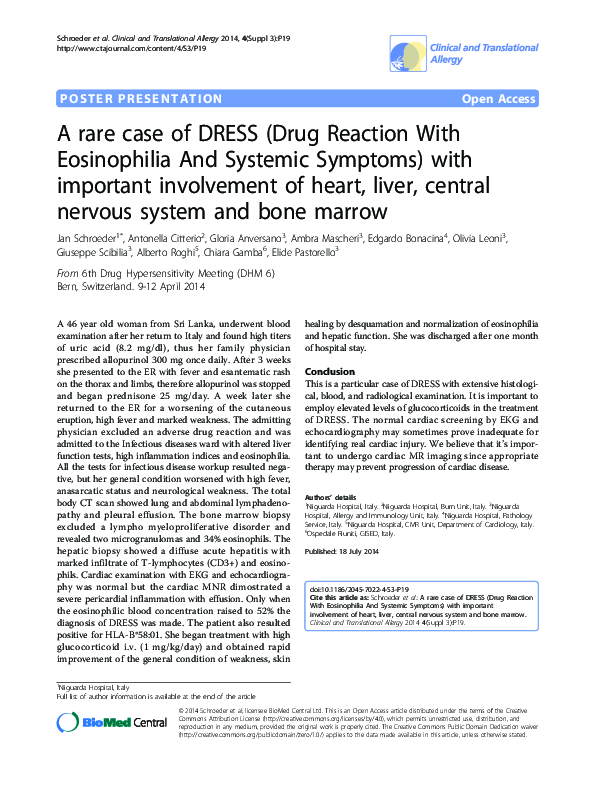 (PDF) A rare case of DRESS (Drug Reaction With Eosinophilia And ...