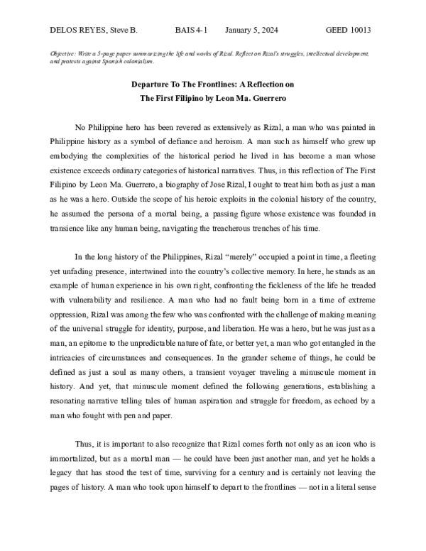 (PDF) Departure To The Frontlines: A Reflection on The First Filipino ...