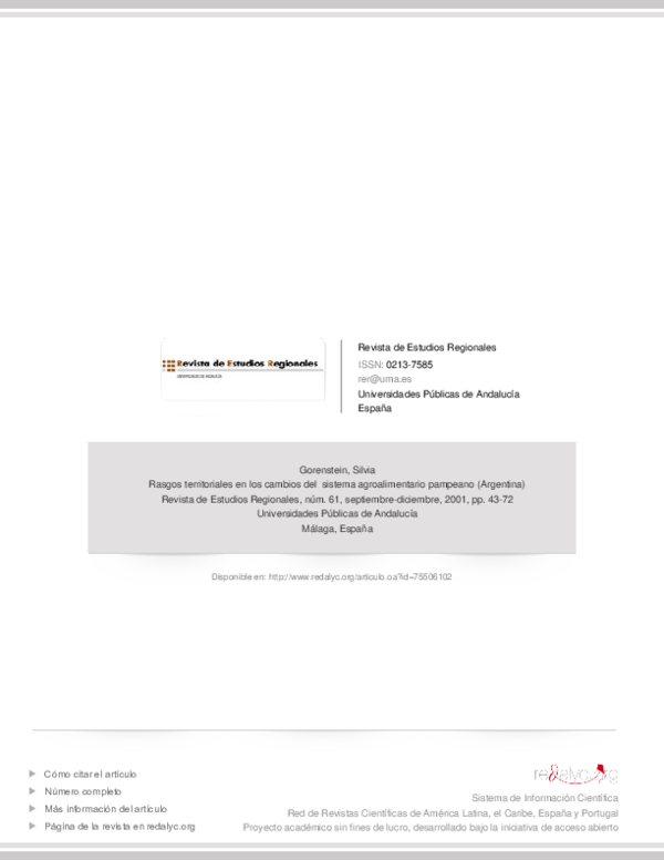 (PDF) Rasgos territoriales en los cambios del sistema agroalimentario ...