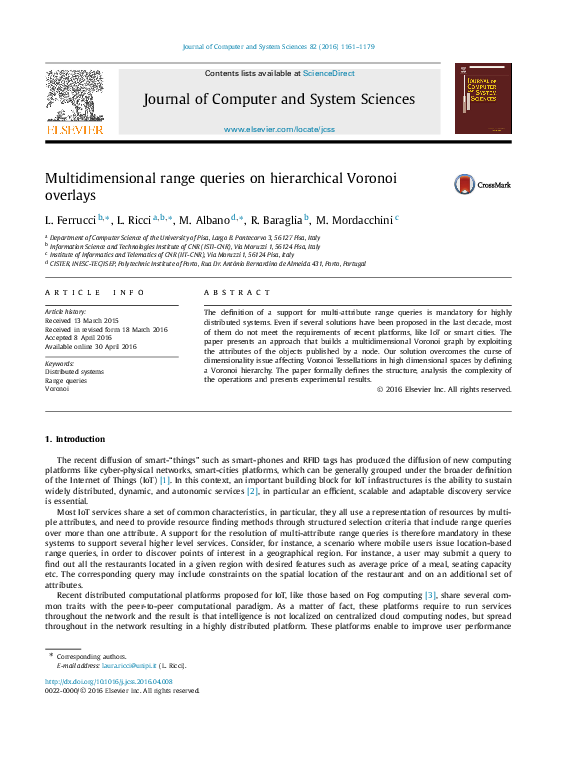(PDF) Multidimensional range queries on hierarchical Voronoi overlays | Luca Ferrucci - Academia.edu