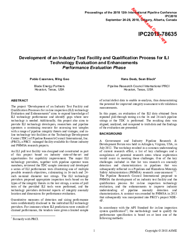 (PDF) Development of an Industry Test Facility and Qualification ...