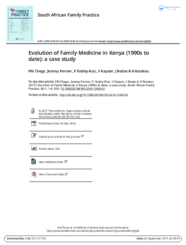 (PDF) Evolution of Family Medicine in Kenya (1990s to date): a case study