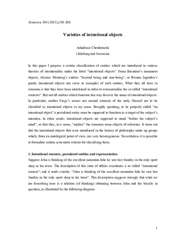 (PDF) Varieties of Intentional Objects