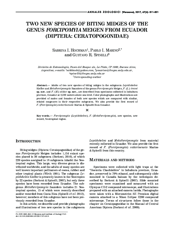 (PDF) Two New Species of Biting Midges of the Genus Forcipomyia Meigen ...